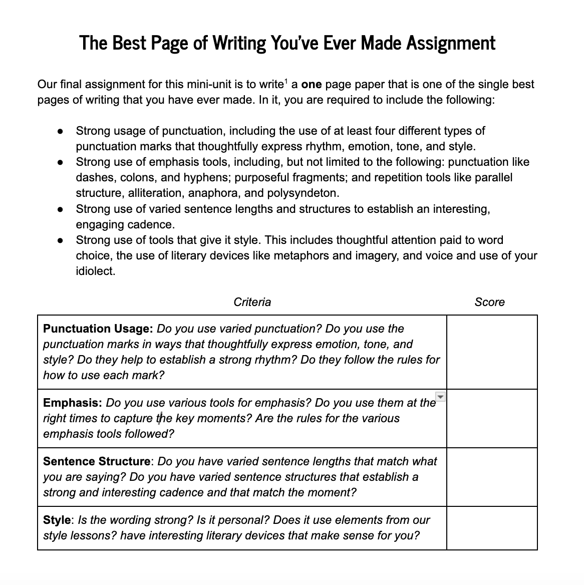 My Favorite End of the Year Writing Assignment – Matthew M. Johnson